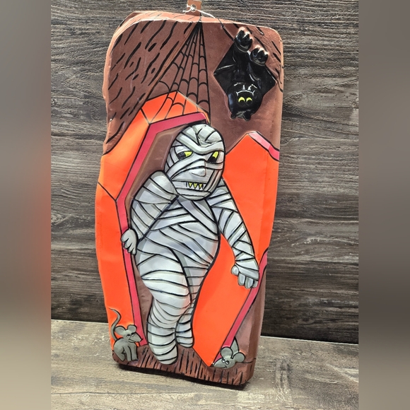 Holiday | Halloween Mummy Wall Decor With Orange And Gray Accents ...